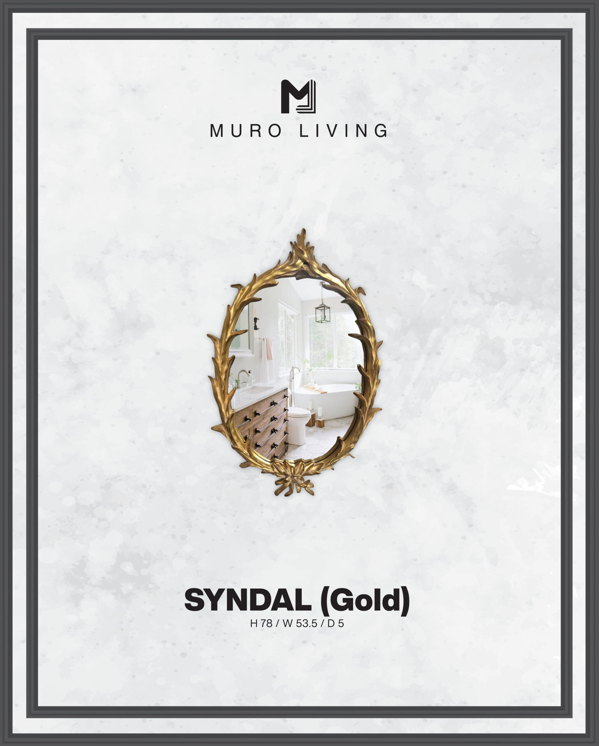 กระจกตกแต่งผนังดีไซน์ Muro Living รุ่น SYNDAL (Gold) - MURO LIVING